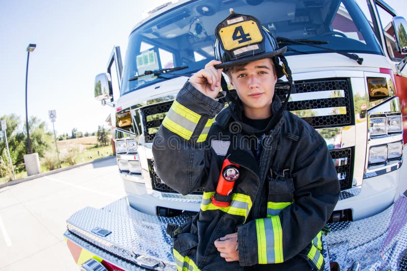 Fireman Posing Front Car Stock Photos - Free & Royalty-Free Stock ...