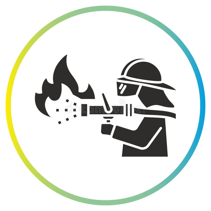 Fireman Puts Out the Fire Icon, Firefighter Stock Vector - Illustration ...