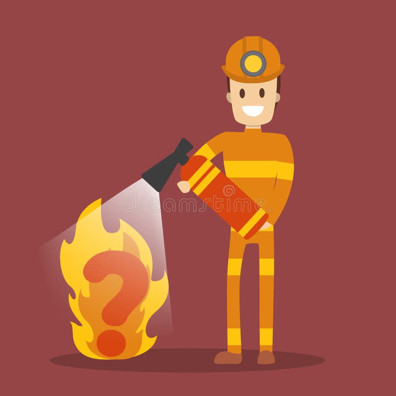 Fireman Helmet With Question Mark Stock Illustration - Illustration of ...