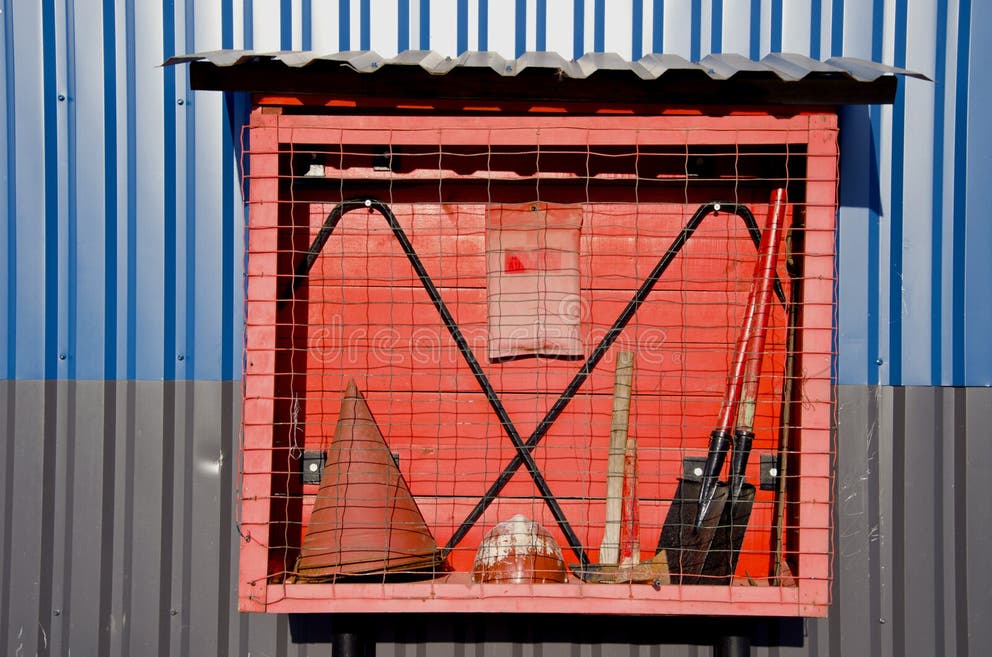 Fireman Tols Box on Farm Wall Stock Image - Image of industry, hangar ...