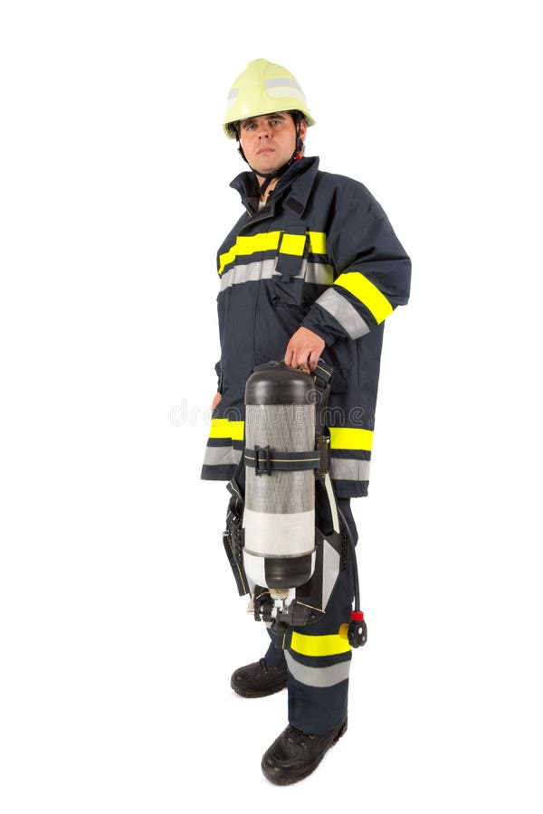 Fireman in Uniform Isolated Stock Image - Image of protective ...