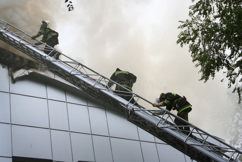 Fireman Wearing a Gas Mask on the Stairs Stock Photo - Image of climb ...