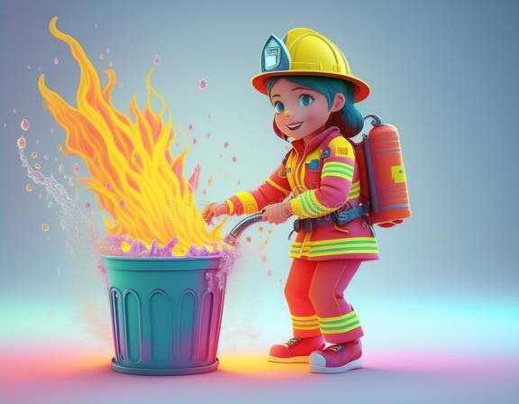 Fireman at work cartoon stock photo. Image of fireman - 342139276