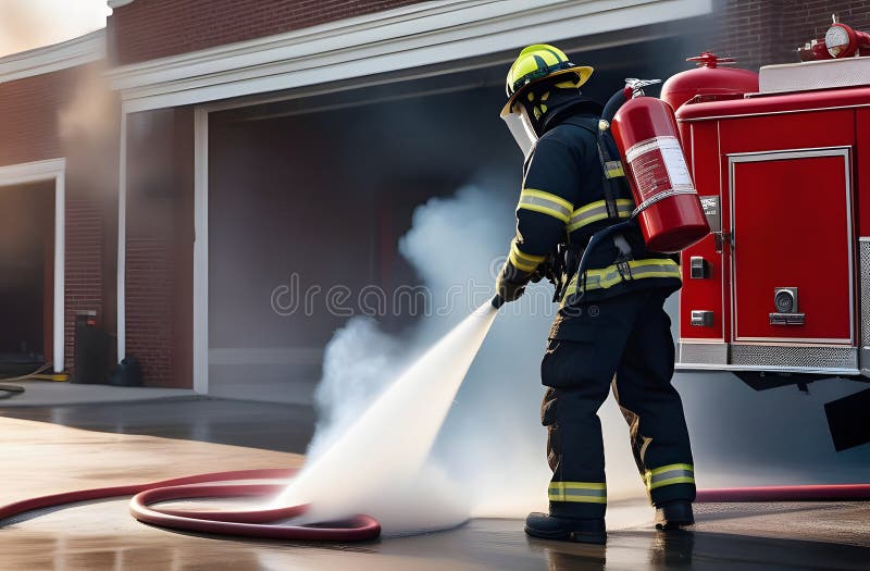 Fireman at Work. Generative AI Stock Illustration - Illustration of ...