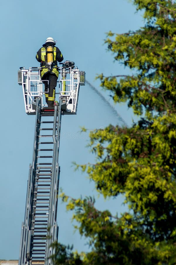 Firefighter Ladder Climb stock image. Image of ladder - 18717087