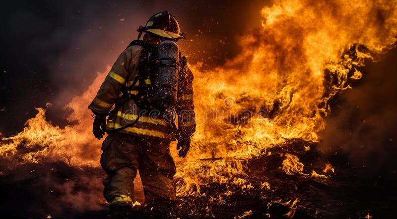 Fireman Working with Fire, Fireman Doing His Work, Fireman on Fire ...