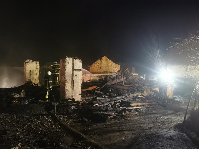 Fireman Fighting a Fire in House Stock Photo - Image of firemen, house ...