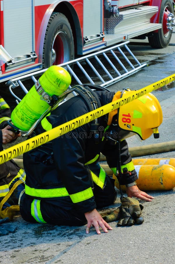 Firemen on the move stock image. Image of fight, hose - 1460377