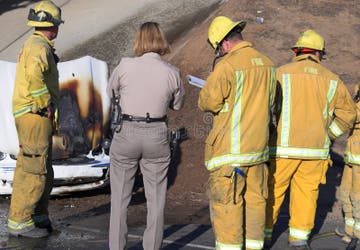 Firemen and Police Officer stock photo. Image of team - 1808518