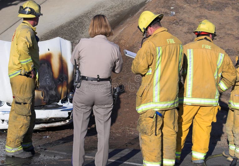Firemen and Police Officer stock photo. Image of team - 1808518