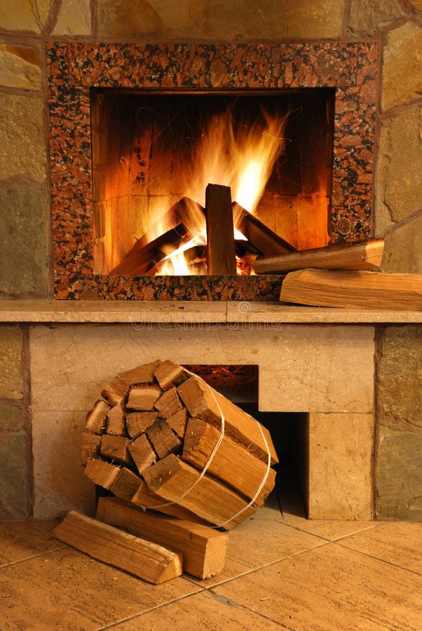 Brick Fireplace stock image. Image of light, holiday - 12300443