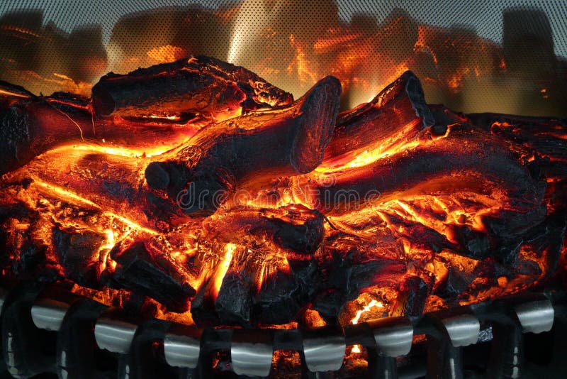Fireplace with Artificial Fire. Stock Image - Image of light, blaze ...