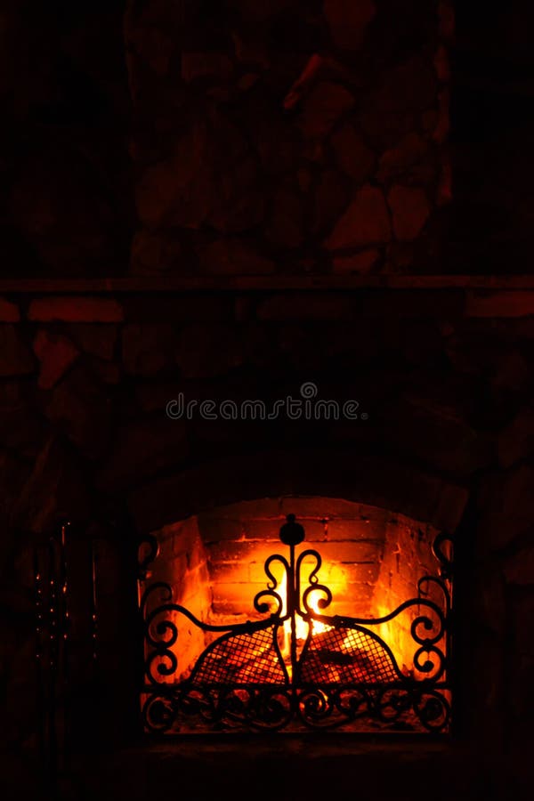 Fireplace with Beautiful Texture for Home Interior. Fireplace in the ...