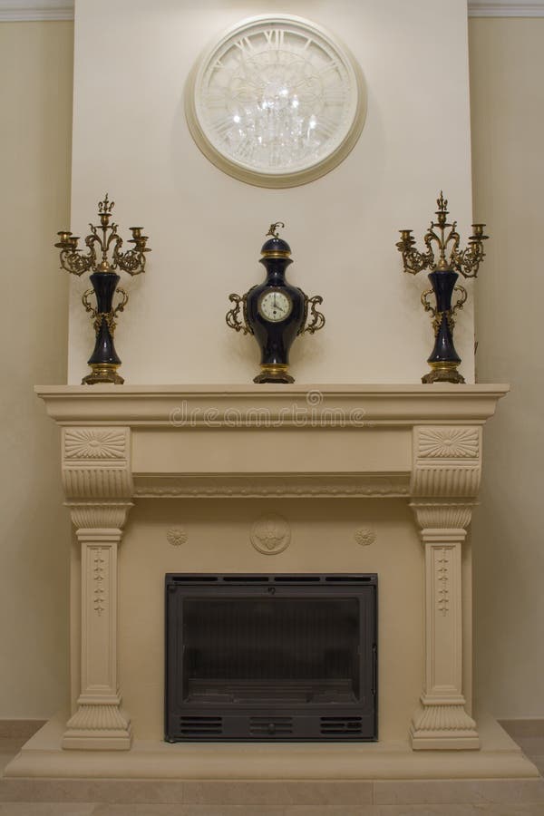 Fireplace clock stock image. Image of living, obsolete - 28036063