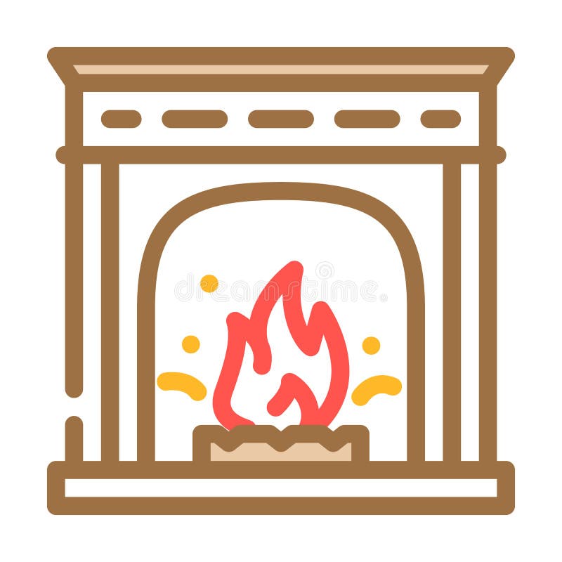 Fireplace Color Icon Vector Illustration Stock Illustration ...