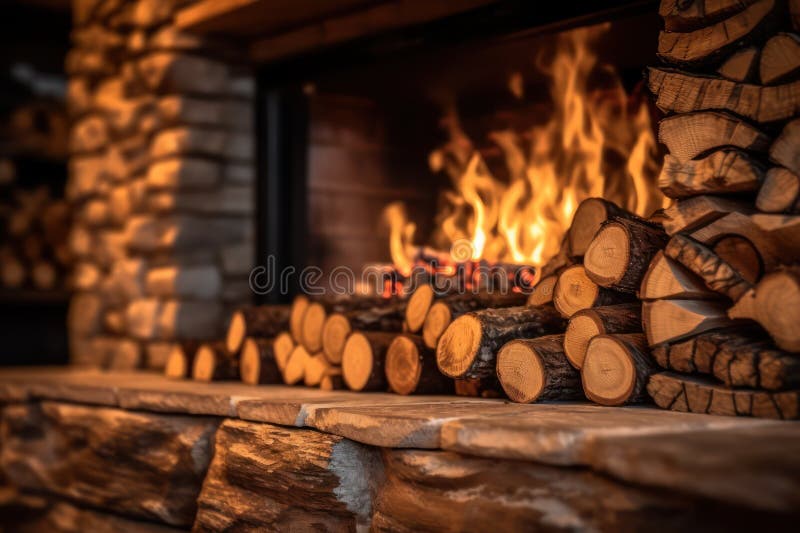 Fireplace in a Cozy House. Generative Ai Stock Illustration ...