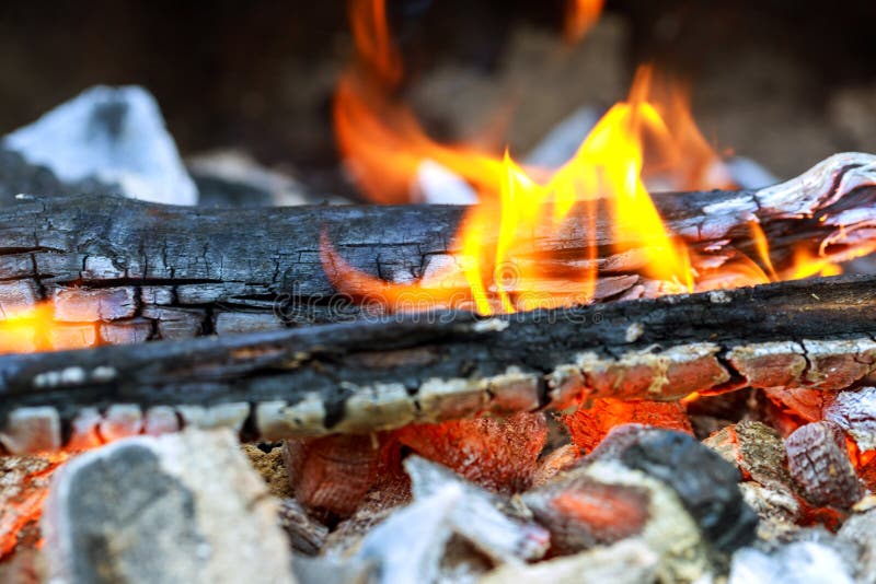 Fireplace, Fire Explosion Blasts Close-up of Burning Fire Flames Stock ...