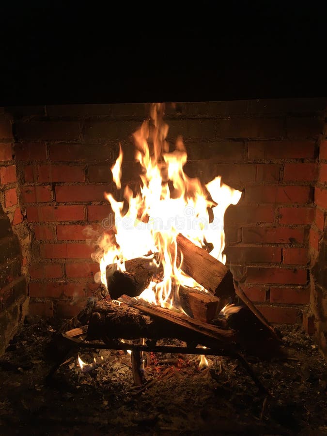 Fireplace stock photo. Image of winter, hearth, fire - 96817730