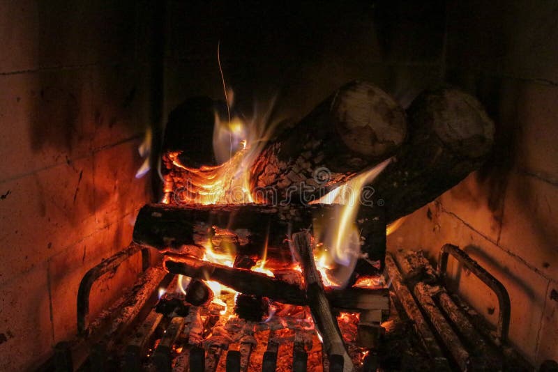 Fireplace fire in the home stock image. Image of background - 107008555