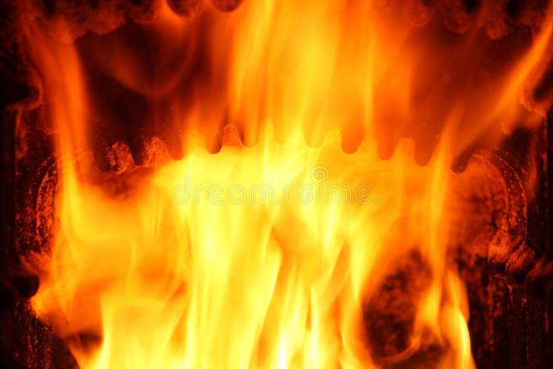 Fireplace with Fire at Night - Outdoor Shot Stock Image - Image of ...