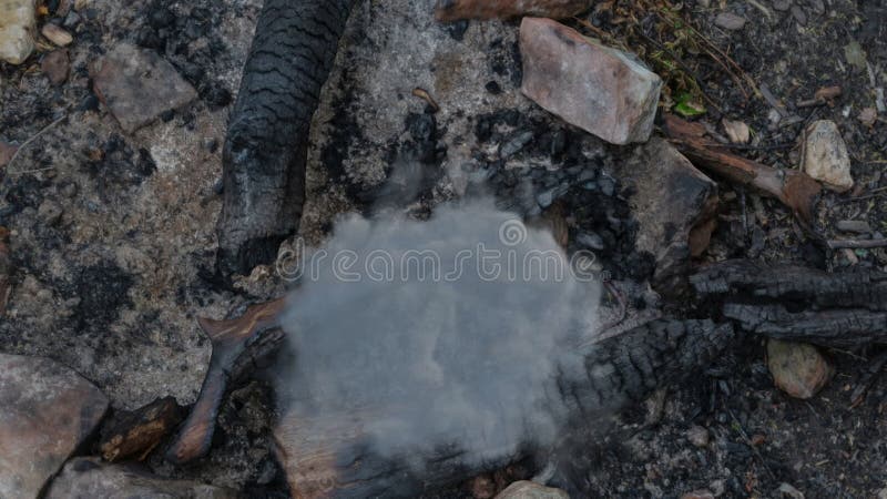 Fireplace Fire Pit Hole Ash, Campfire with Big Stones and Small Charred ...