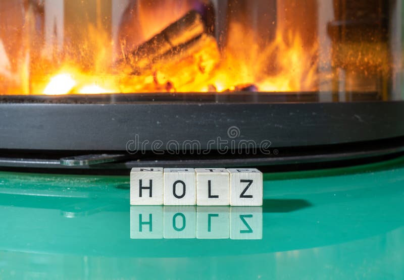 Fireplace with Fire and the Word Wood Stock Photo - Image of fire ...