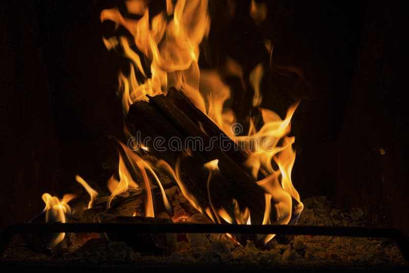 Fireplace flames in winter stock photo. Image of firewood - 36557364