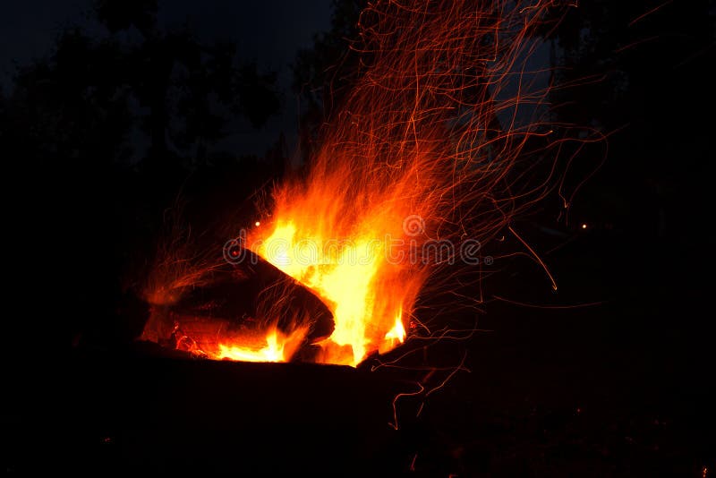 Fireplace with Flying Sparks Stock Image - Image of energy, fiery: 15678849