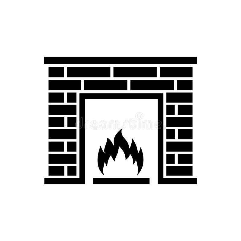 Fireplace Icon Concept, Brick Fireplace, Fireside – Vector Stock ...