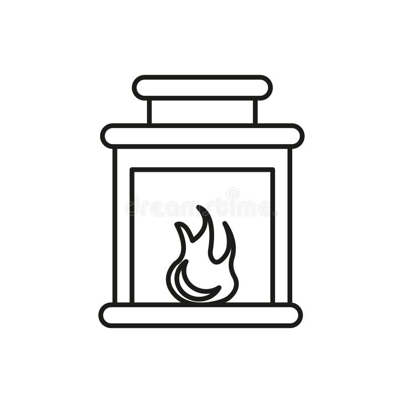 Fireplace Icon Flat Line Symbol Set Stock Vector - Illustration of living, heat: 340397962