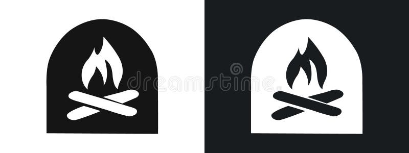 Fireplace Icon Linear Graphics Set Vector in Black Stock Vector ...