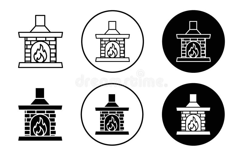 Fireplace icon stock vector. Illustration of line, coal - 325374543