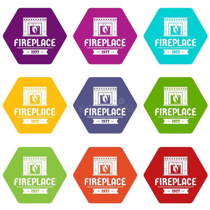 Fireplace Icons Set 9 Vector Stock Vector - Illustration of brick ...