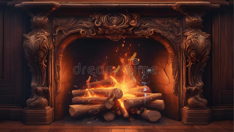A Fireplace with a Large Log Burning Inside Stock Footage - Video of ...