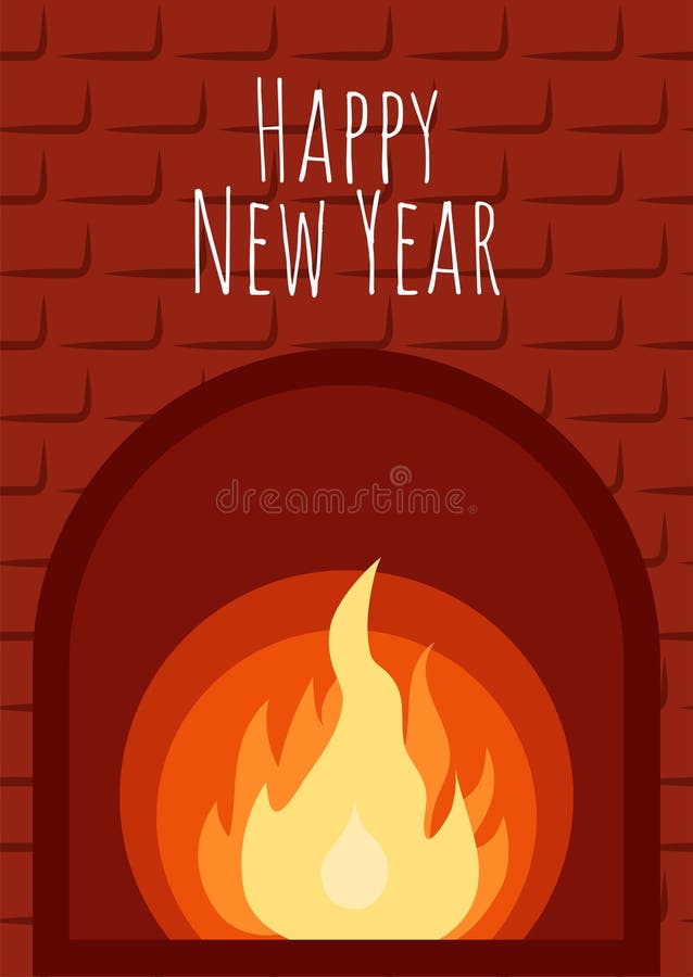 Fireplace postcard stock vector. Illustration of vector - 287149663