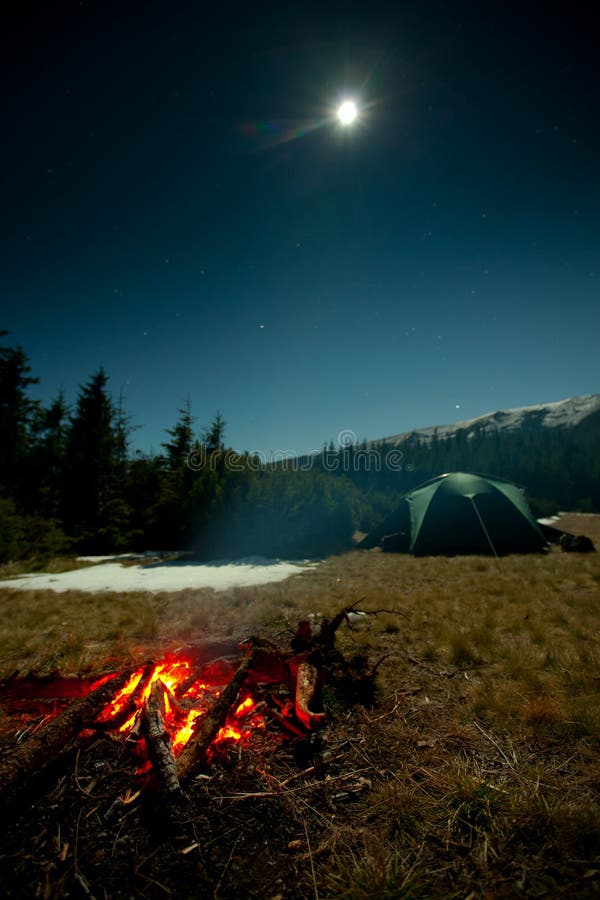 Fireplace during Rest Near Tent Stock Image - Image of fire, camp: 28767451