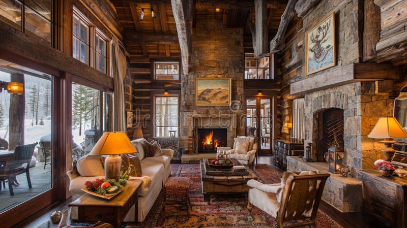 A Fireplace Set the Stage for a Charming, Cabin Inspired Interior ...