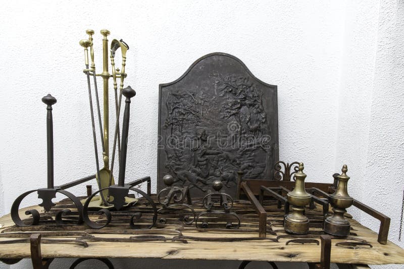 Fireplace Tools stock image. Image of retro, metal, antique - 44110279
