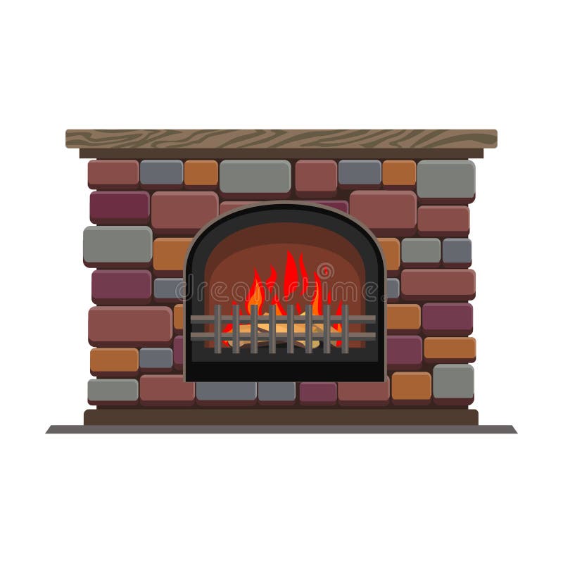 Fireplace Vector Icon.Cartoon Vector Icon Isolated on White Background ...