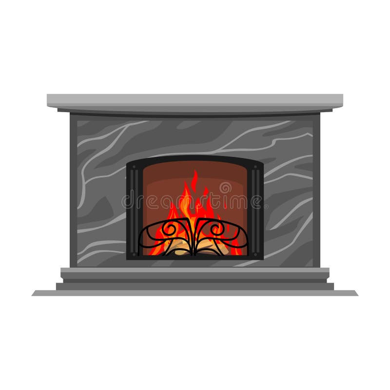 Fireplace Vector Icon.Cartoon Vector Icon Isolated on White Background ...