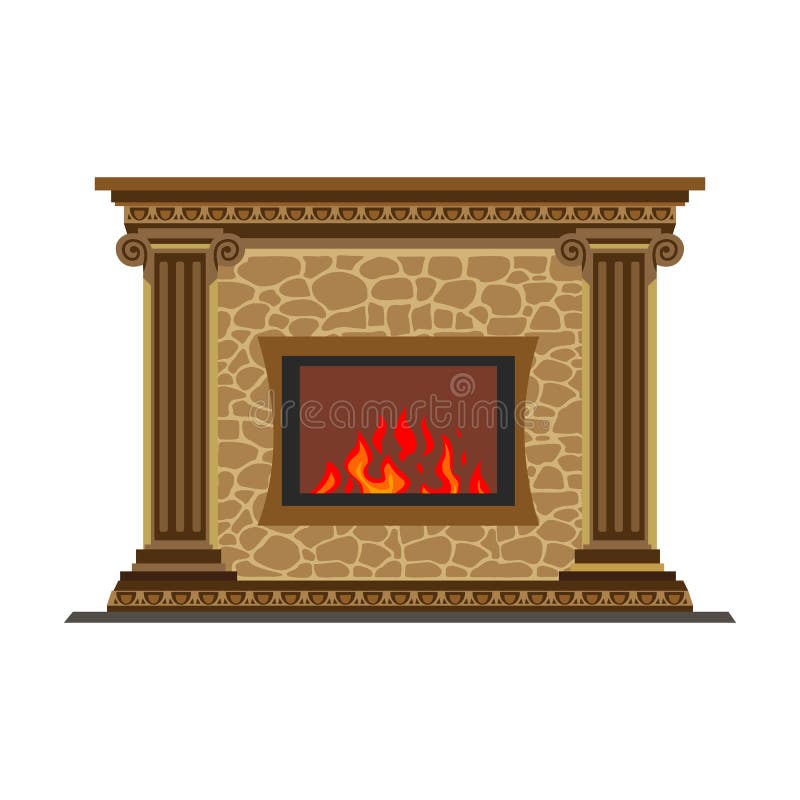 Fireplace Vector Icon.Cartoon Vector Icon Isolated on White Background ...