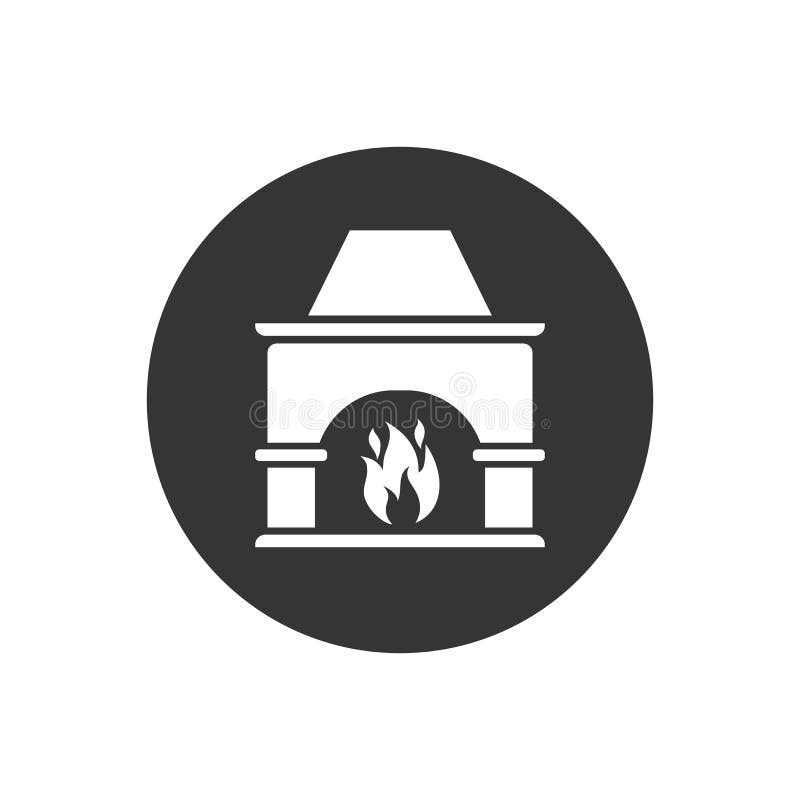 Fireplace White Icon, Logo on White Background Vector Sign Stock Vector ...