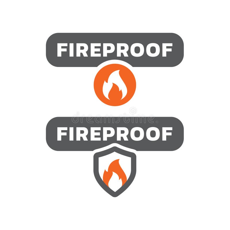 Fireproof Vector Label with Flame Stock Vector - Illustration of fire ...
