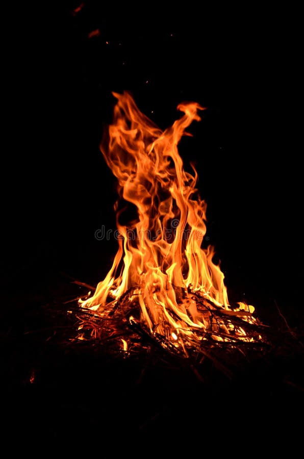 The Fires Burning at Night. Stock Photo - Image of fires, light: 91828490
