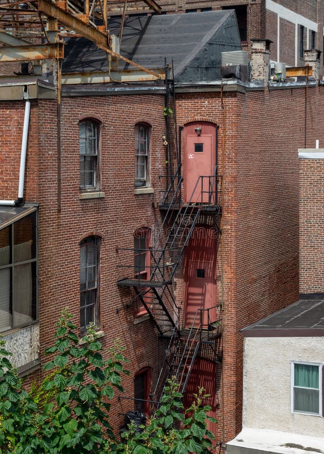 Fires Escape on Brick Building Stock Photo - Image of south, metal ...