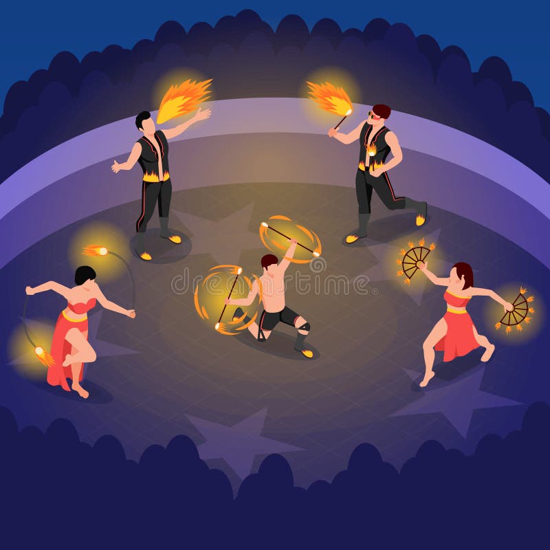Fireshow People Isometric Composition Stock Vector - Illustration of ...