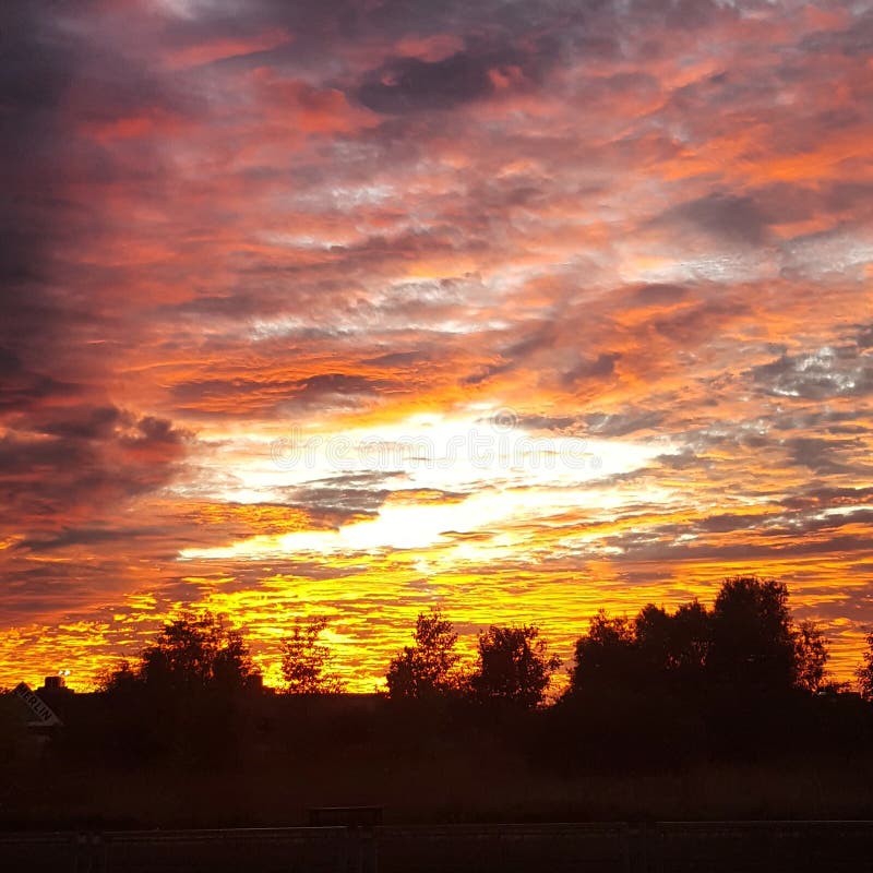 Firesky stock image. Image of shadow, fire, sunset, clouds - 121523551