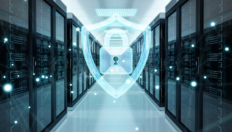 Firewall Activated on Server Room Data Center 3D Rendering Stock ...