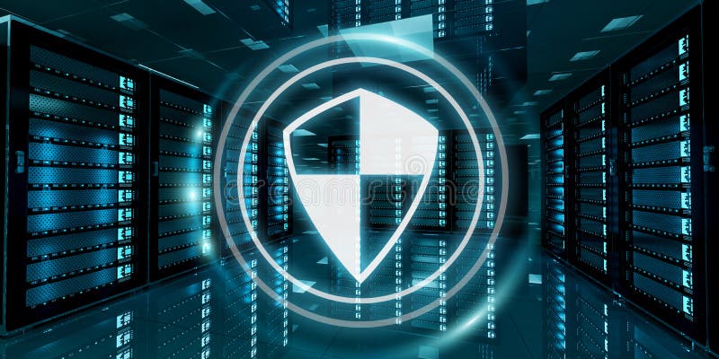 Firewall Activated on Server Room Data Center 3D Rendering Stock ...