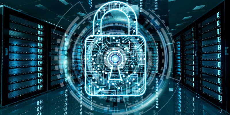 Firewall Activated on Server Room Data Center 3D Rendering Stock ...